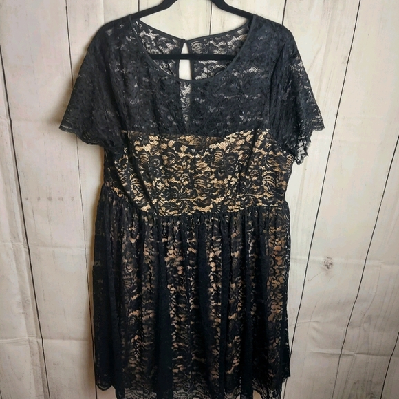 torrid | Dresses | Torrid Black Lacey Dress Over Nude Fabric Mini N22 ...